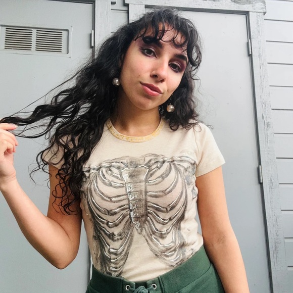 Tops | Hand Painted Rib Cage T Shirt | Poshmark